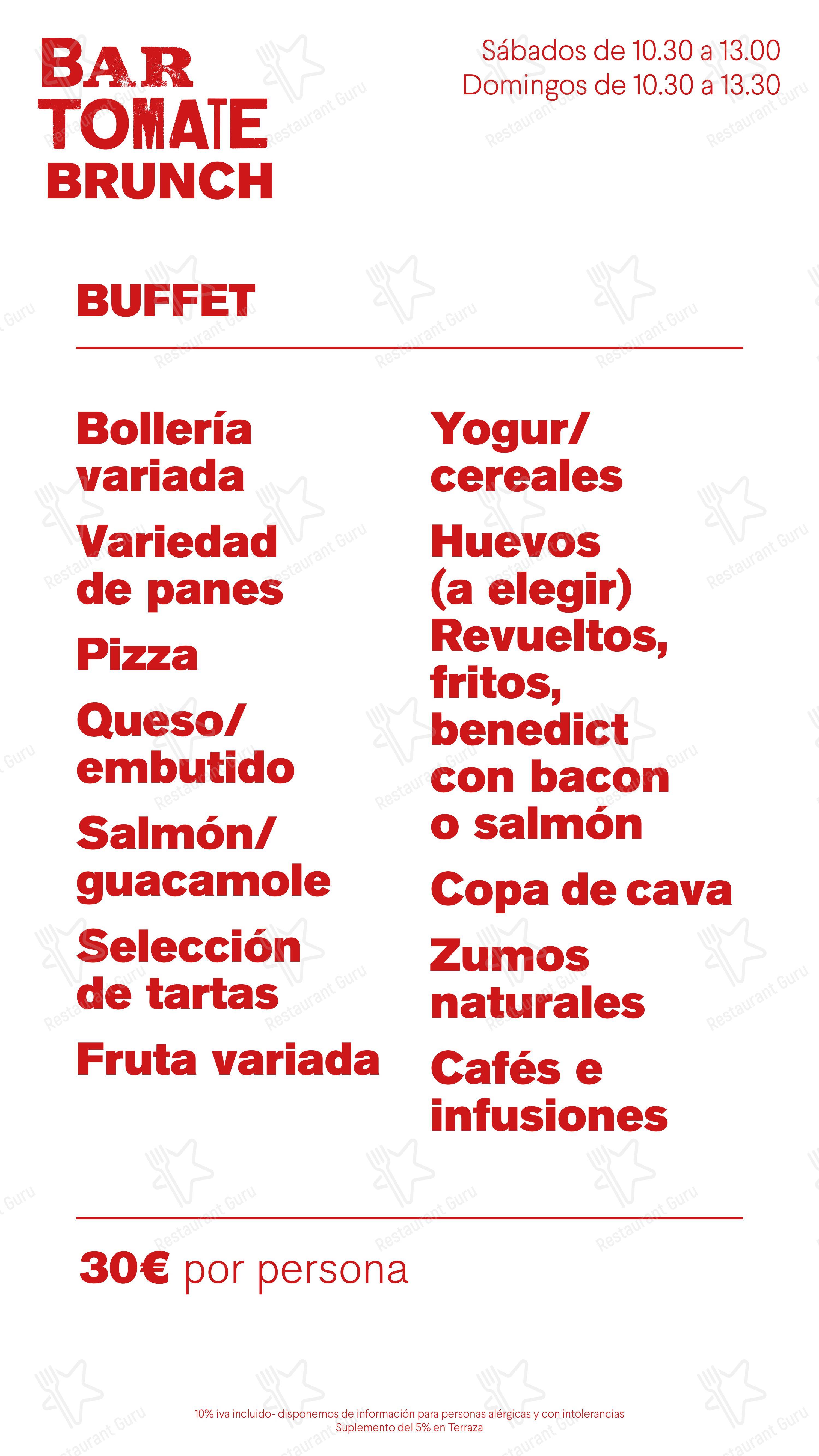 Menu at Bar Lobo, Barcelona