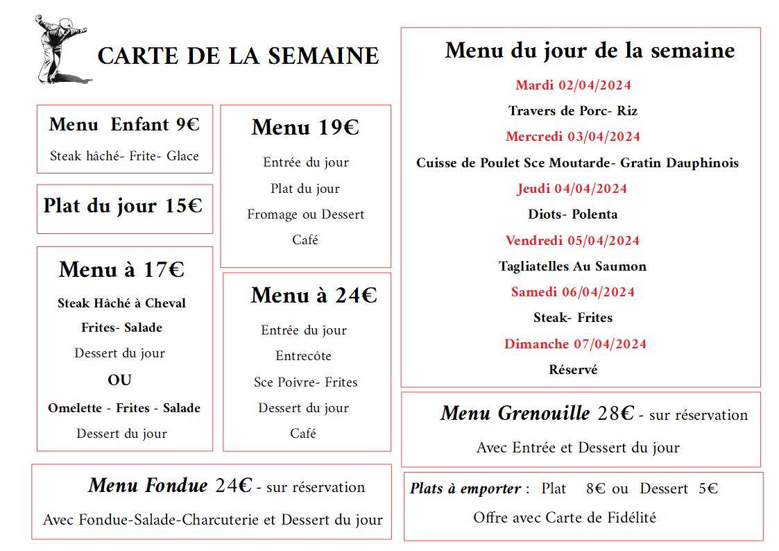 Menu au Bar Restaurant du Boulodrome, Aix-les-Bains