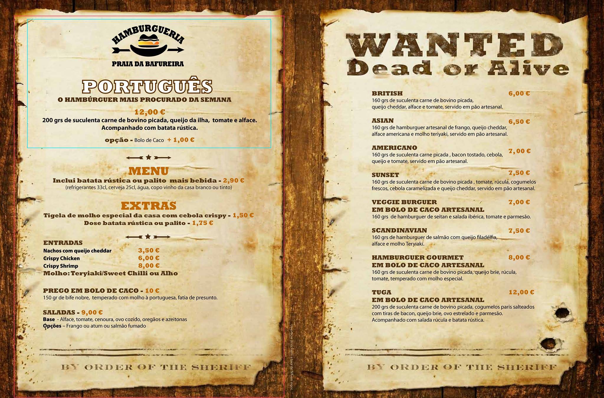Menu at Bar Praia Estoril, Parede