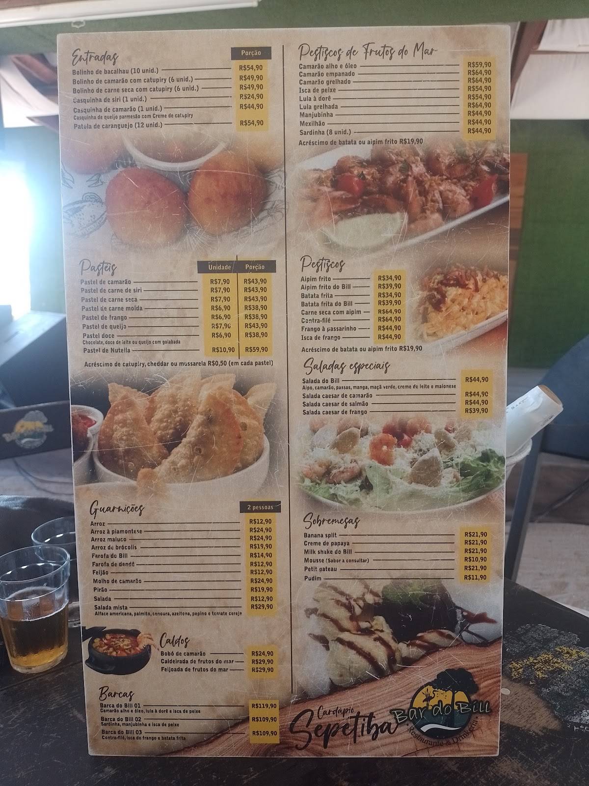 Menu em Bar do Bill, Rio de Janeiro, Praia de Sepetiba