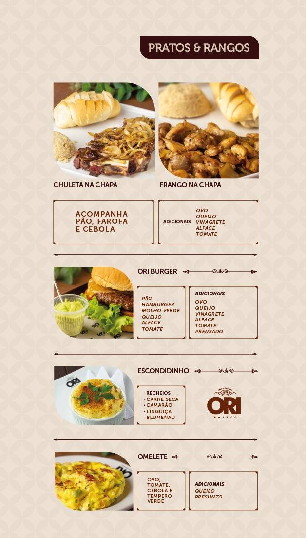 Menu em Bar do Ori, Florianópolis