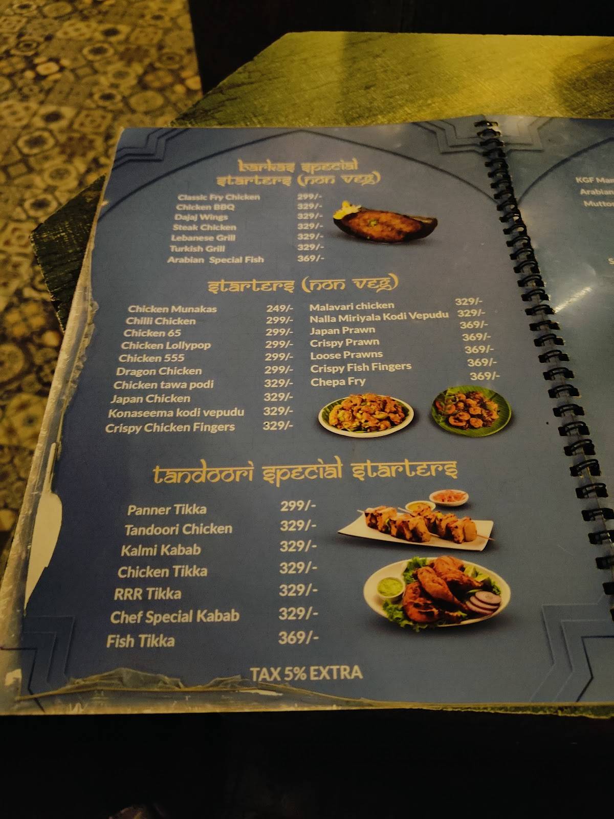 Menu at Barkas Arabian kitchens, Kakinada