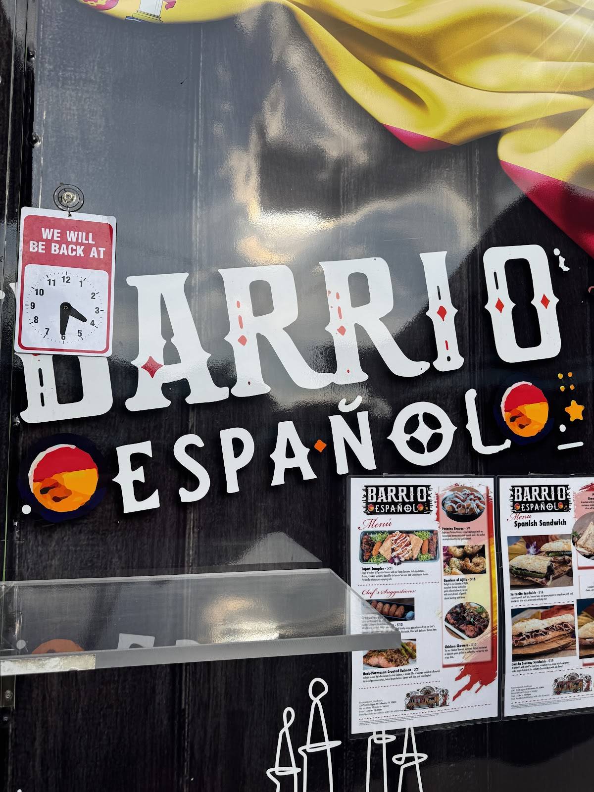 Menu at Barrio Español, Orlando