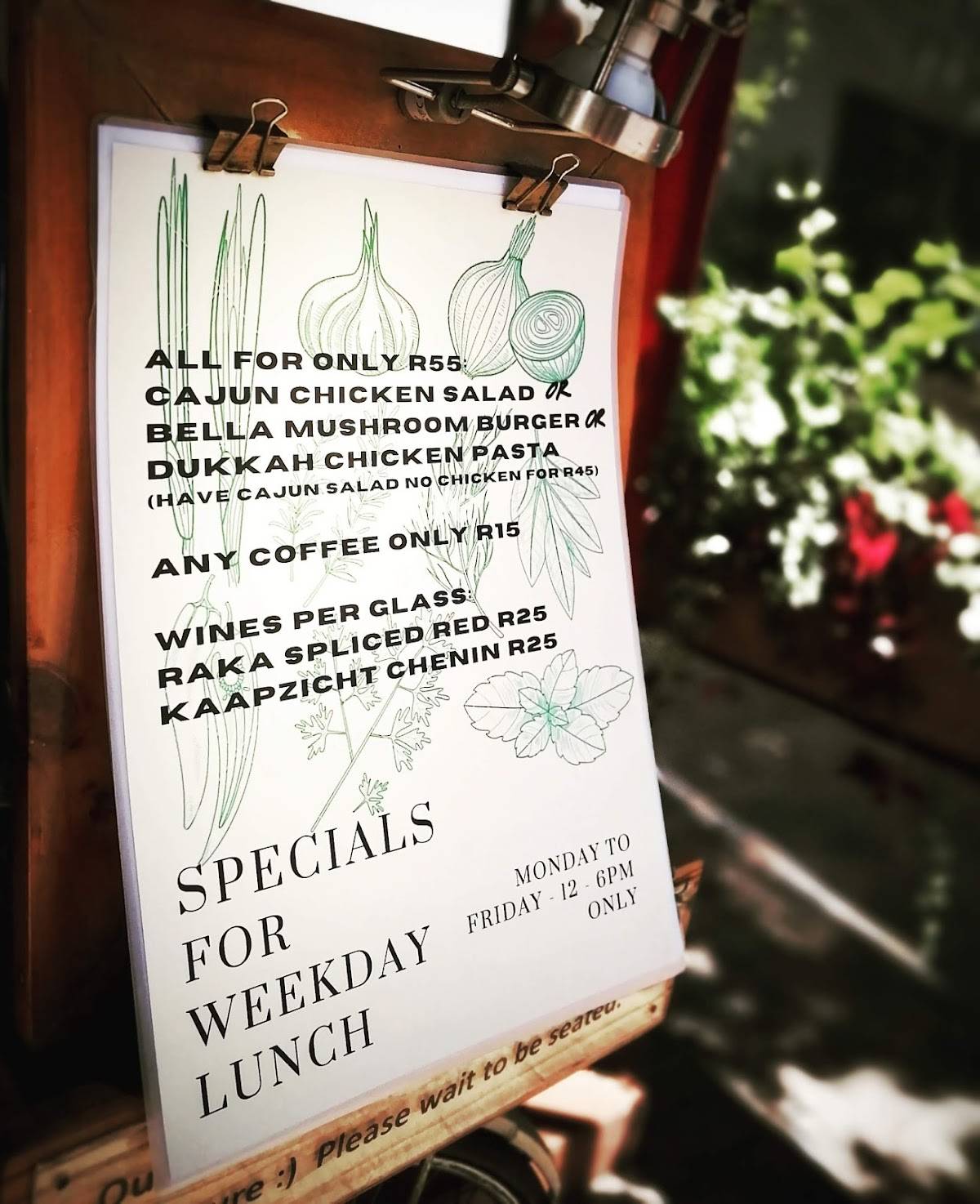 Menu at Basic Bistro restaurant, Stellenbosch