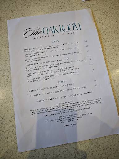 Menu at Batman's Hill on Collins Restaurant, Melbourne