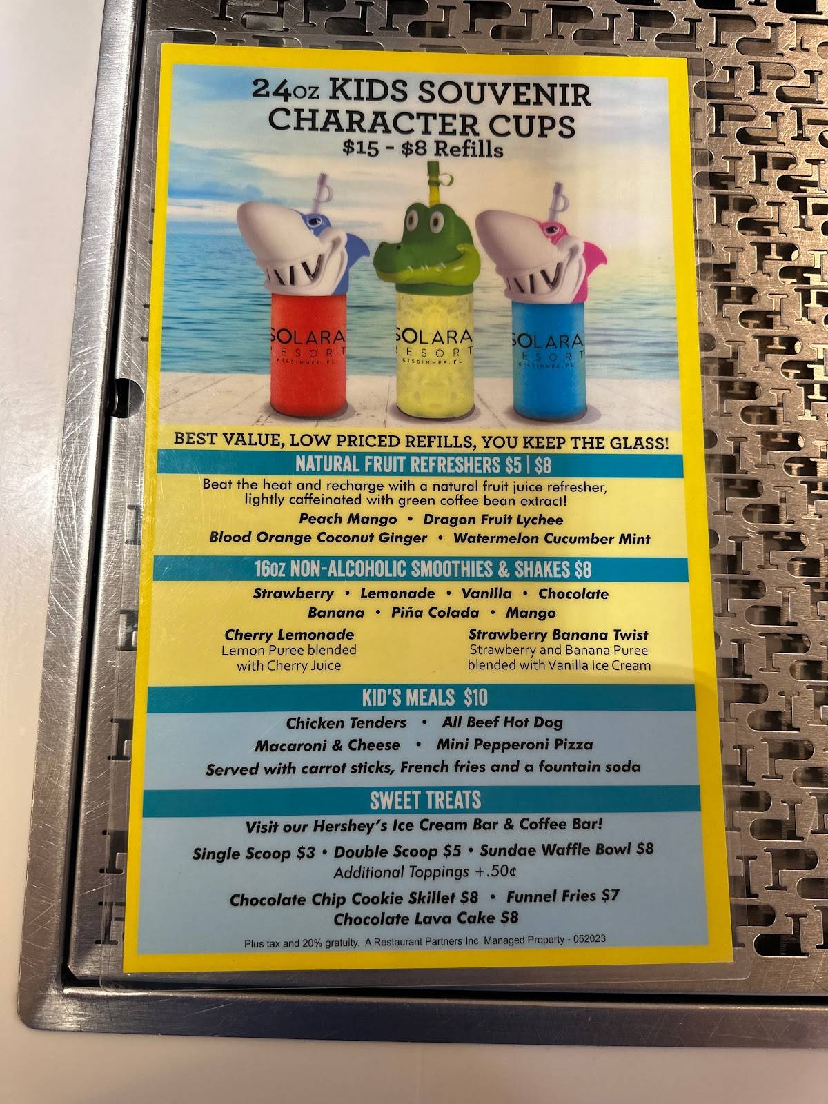 Menu at Solstice Bar & Grille, Bay Lake