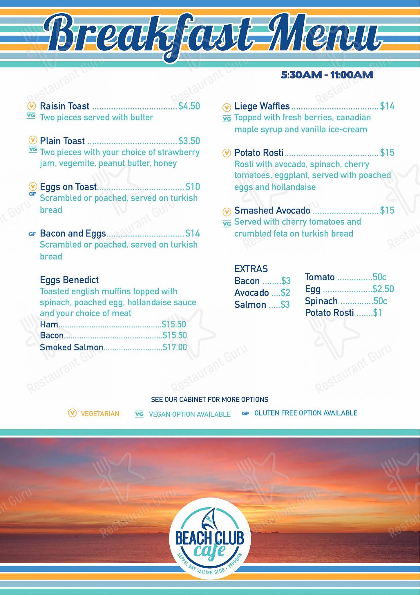 Menu at Sail Inn Cafe & Bar, Yeppoon