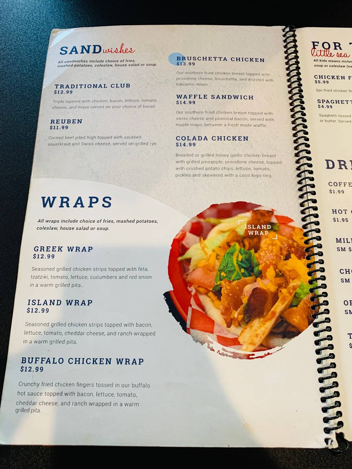 Menu at Beach House Grill restaurant, Kingsville