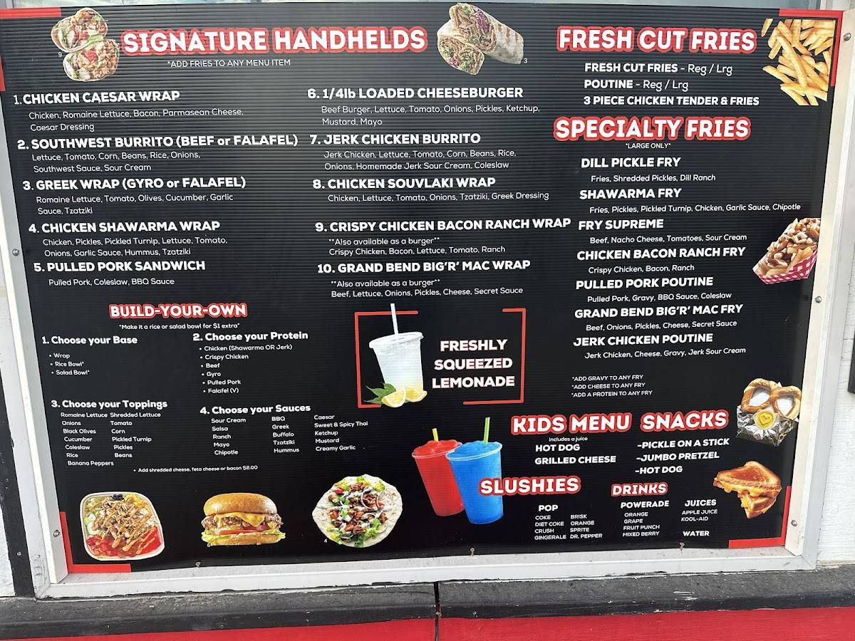 Menu at Beachside Burrito Bar, Lambton Shores