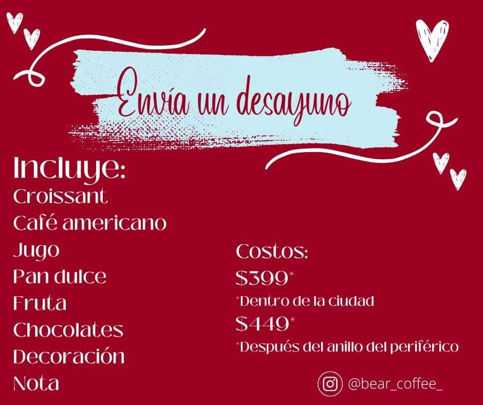 Menu at Bear Coffee cafeteria, Merida