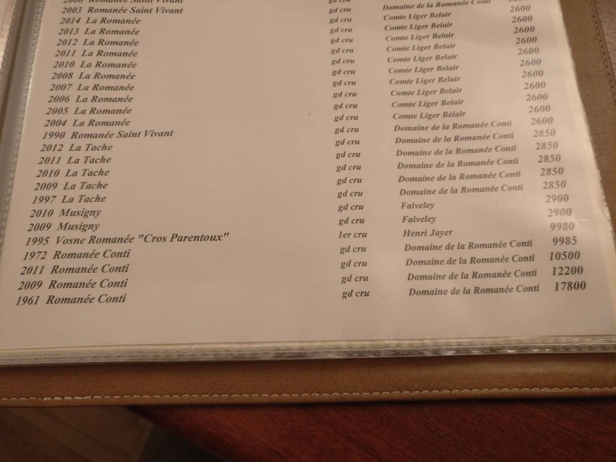 Menu at Ma Cuisine restaurant, Beaune, Pass. Saint-Hélène