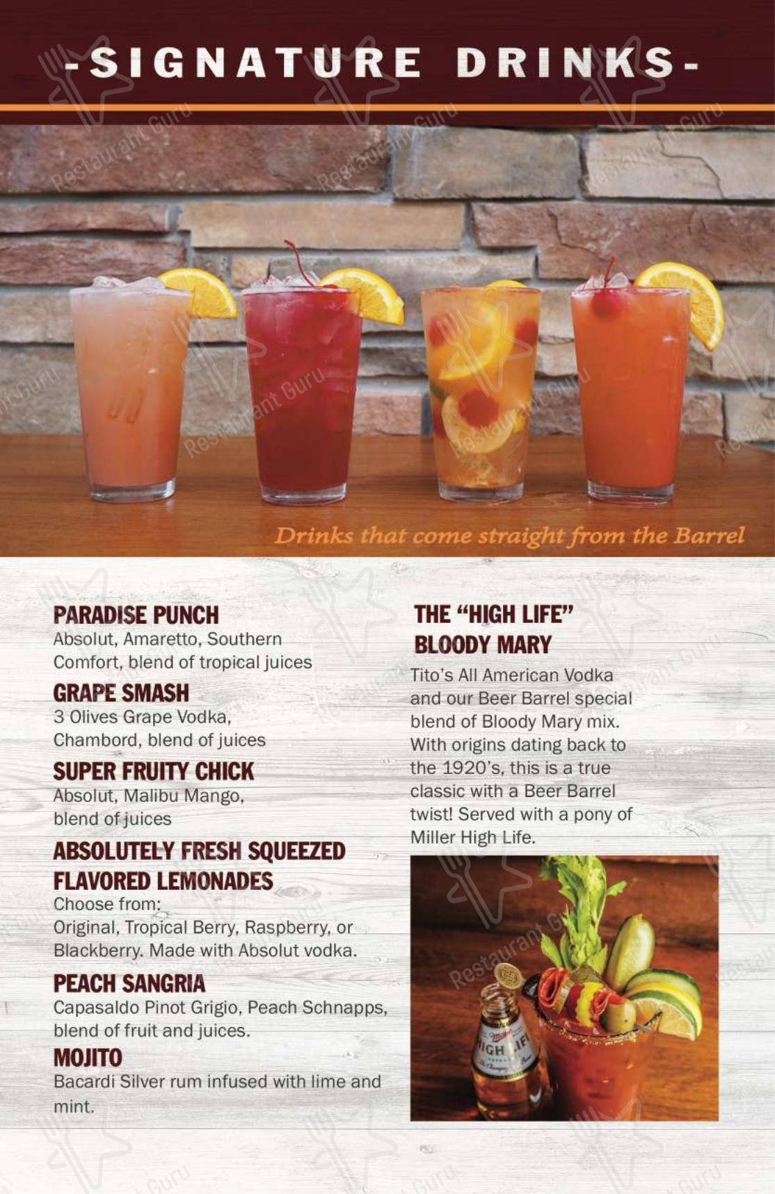 Menu at Beer Barrel Pizza & Grill, Lima, S Dixie Hwy