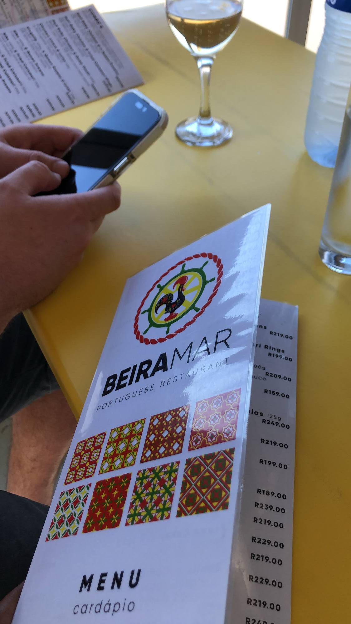 Menu at Beira Mar Portuguese Restaurant, Cape Town