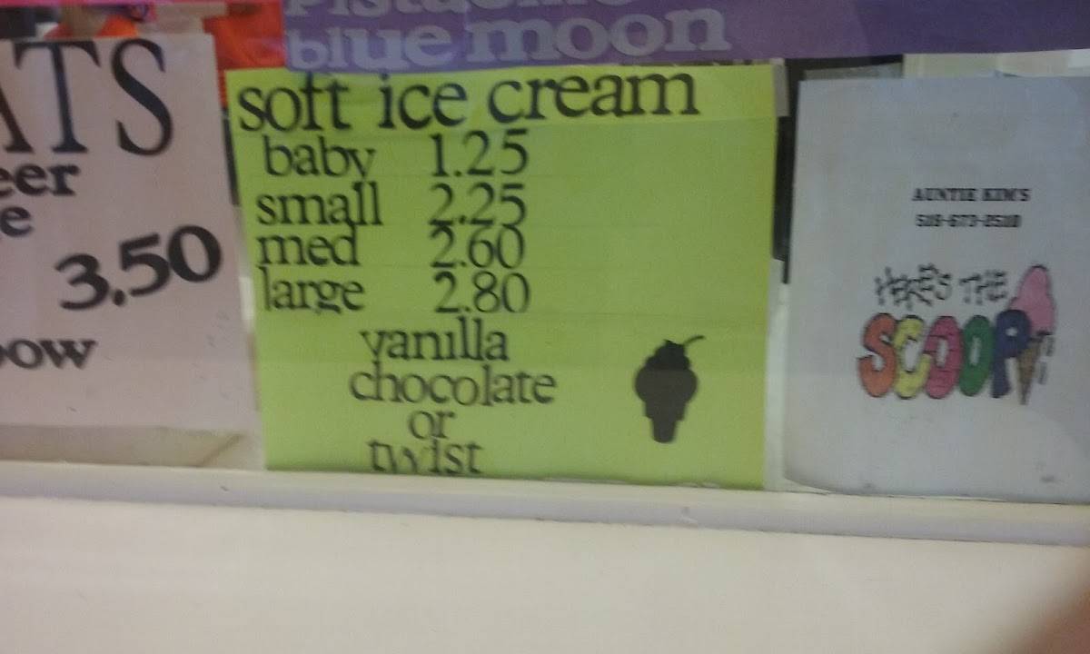 Menu at Below Zero Ice Cream & Grill, Palatine Bridge