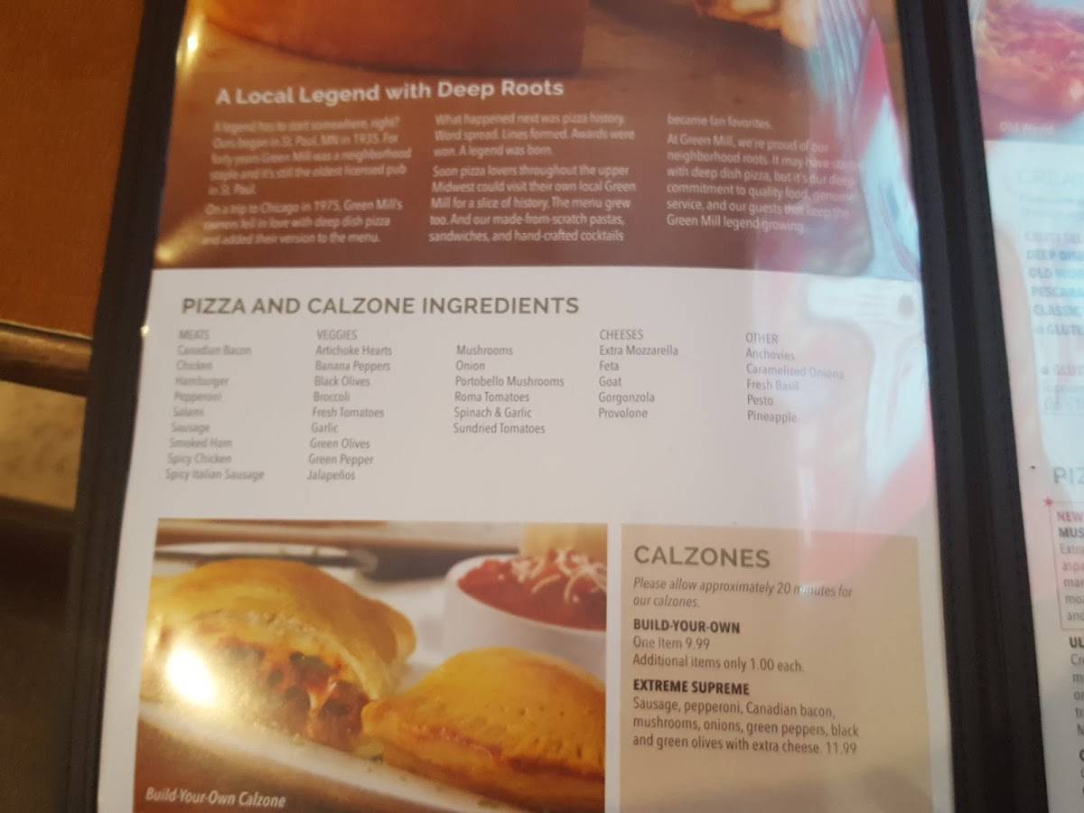 Menu at Green Mill Restaurant & Bar, Bemidji, Paul Bunyan Dr SE S