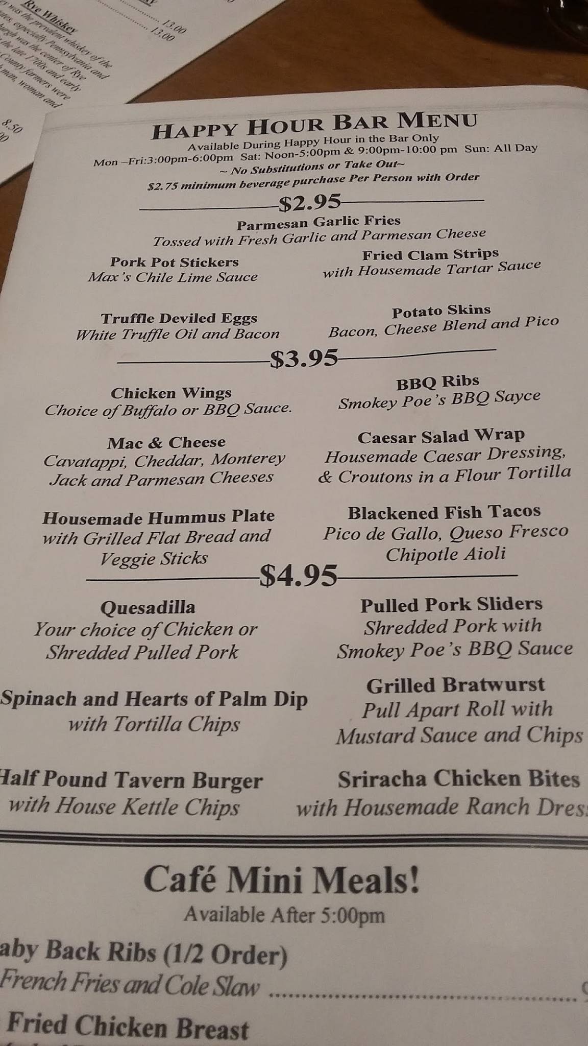 Menu at Pine Tavern Restaurant, Bend