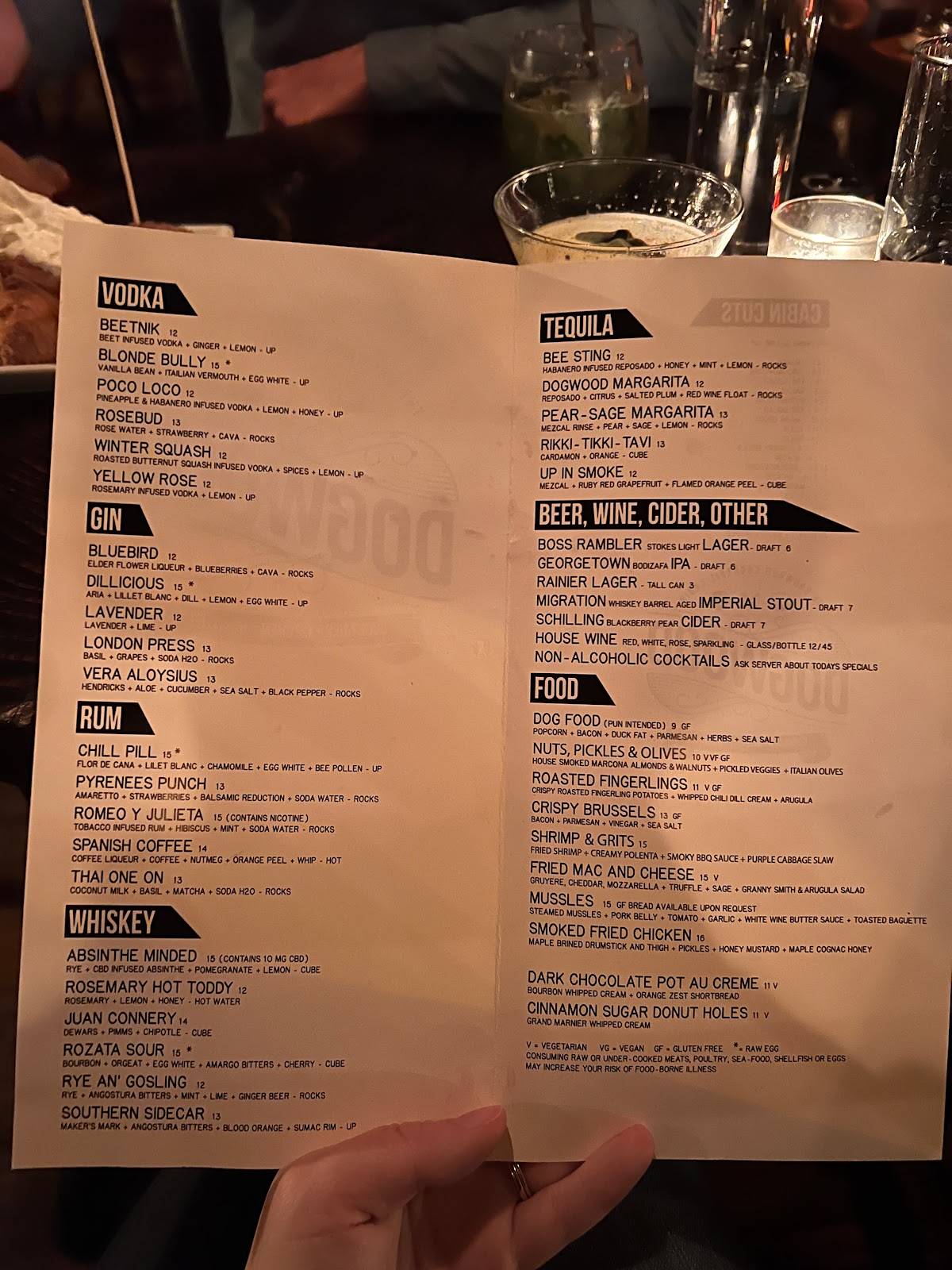 Menu at Dogwood pub & bar, Bend
