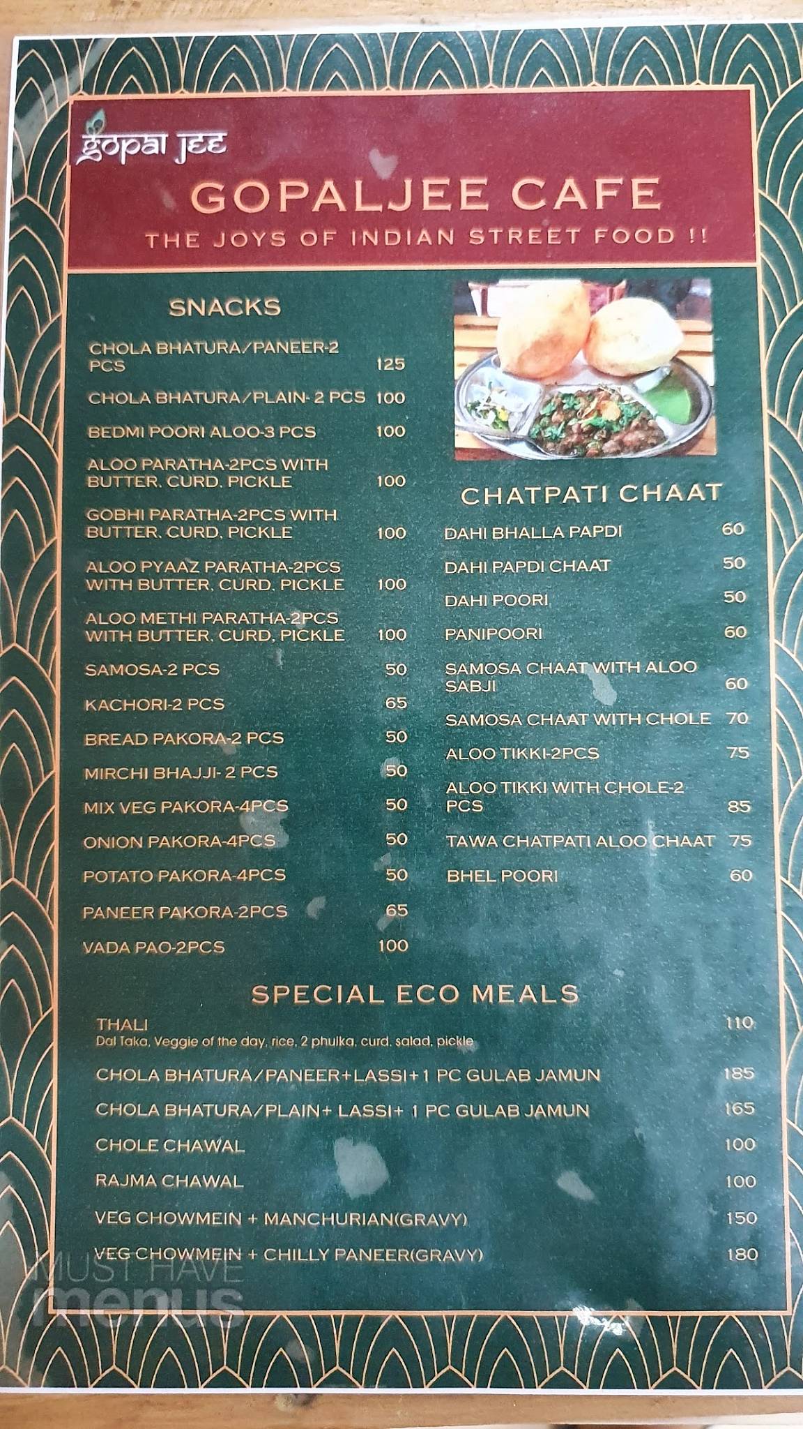Menu at Gopal Jee Cafe, Bengaluru, GRA Towers