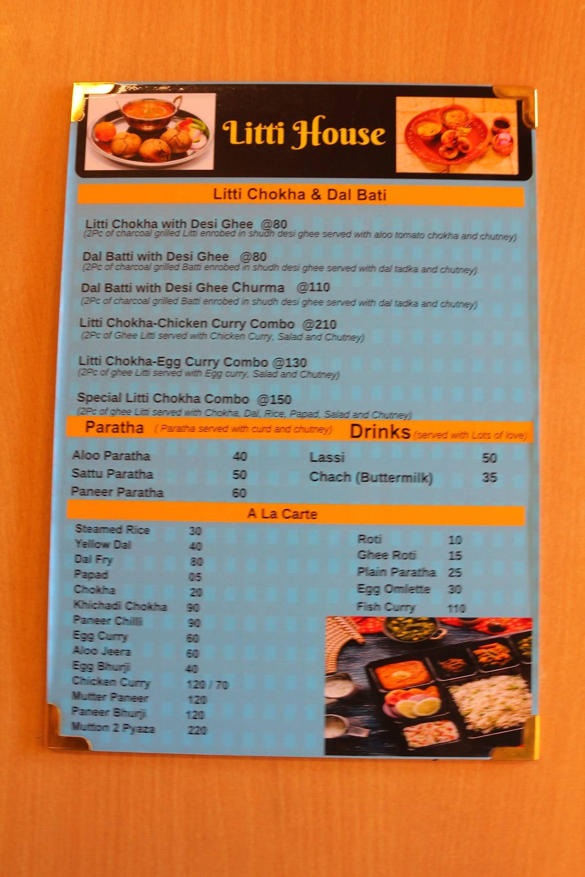 Menu at Litti House, Bengaluru, 7/1