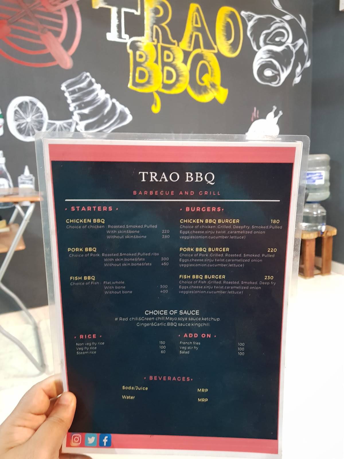 Menu at TRAO BBQ, Bengaluru