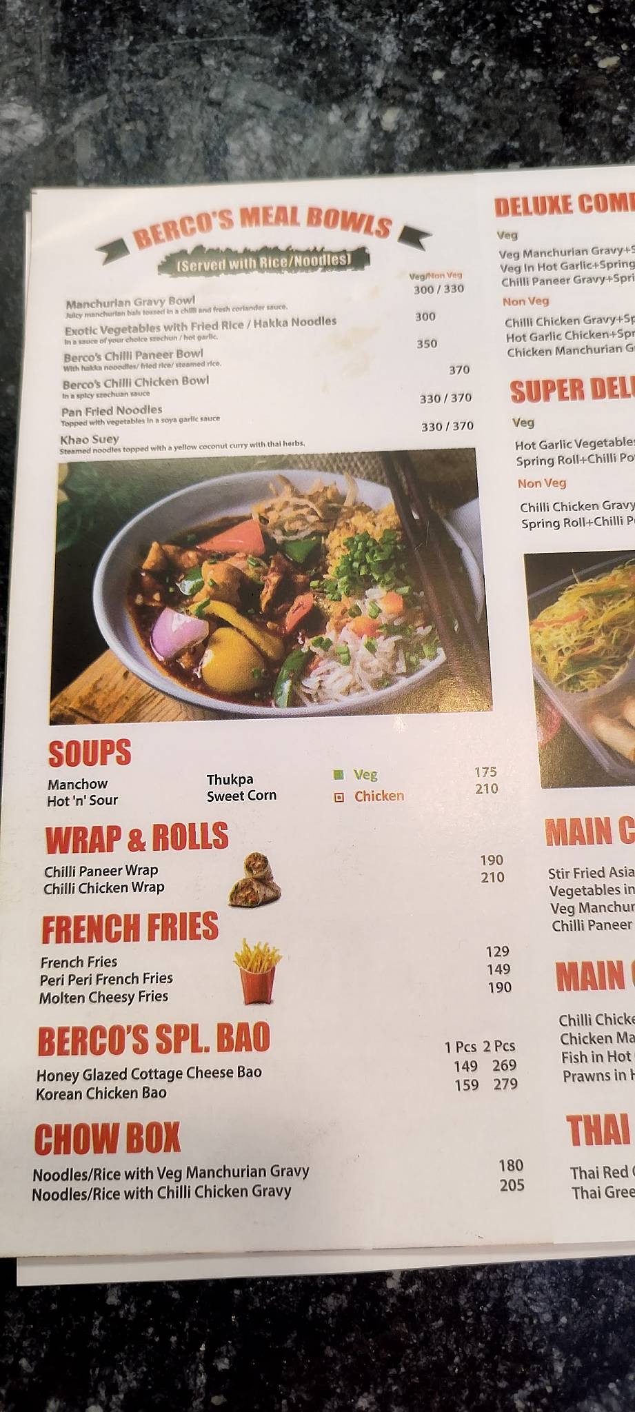 Menu at Berco's, New Delhi, 2nd Floor