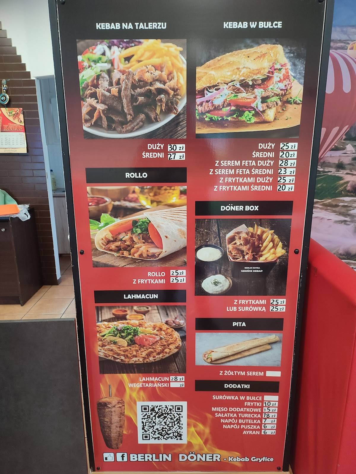 Menu at Berlin Doner Kebab restaurant, Gryfice