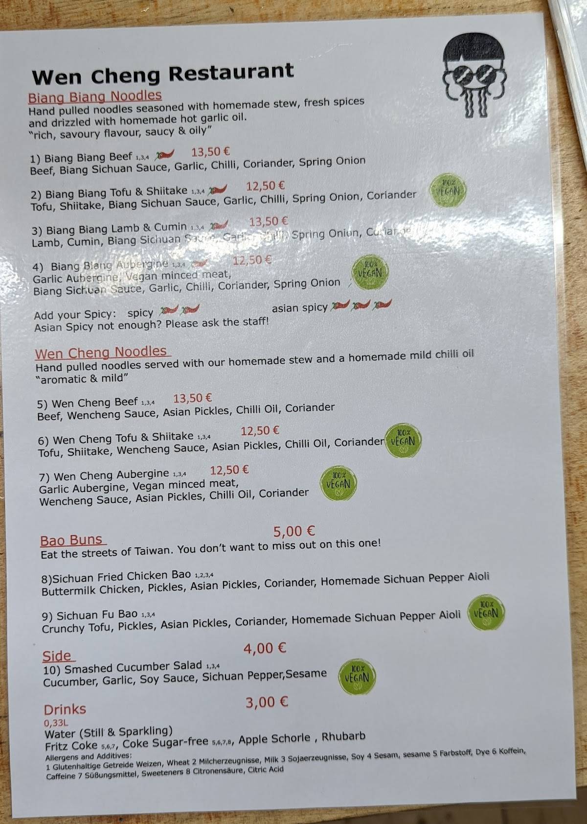 Speisekarte von Wen Cheng 1 restaurant, Berlin, Schönhauser Allee 65