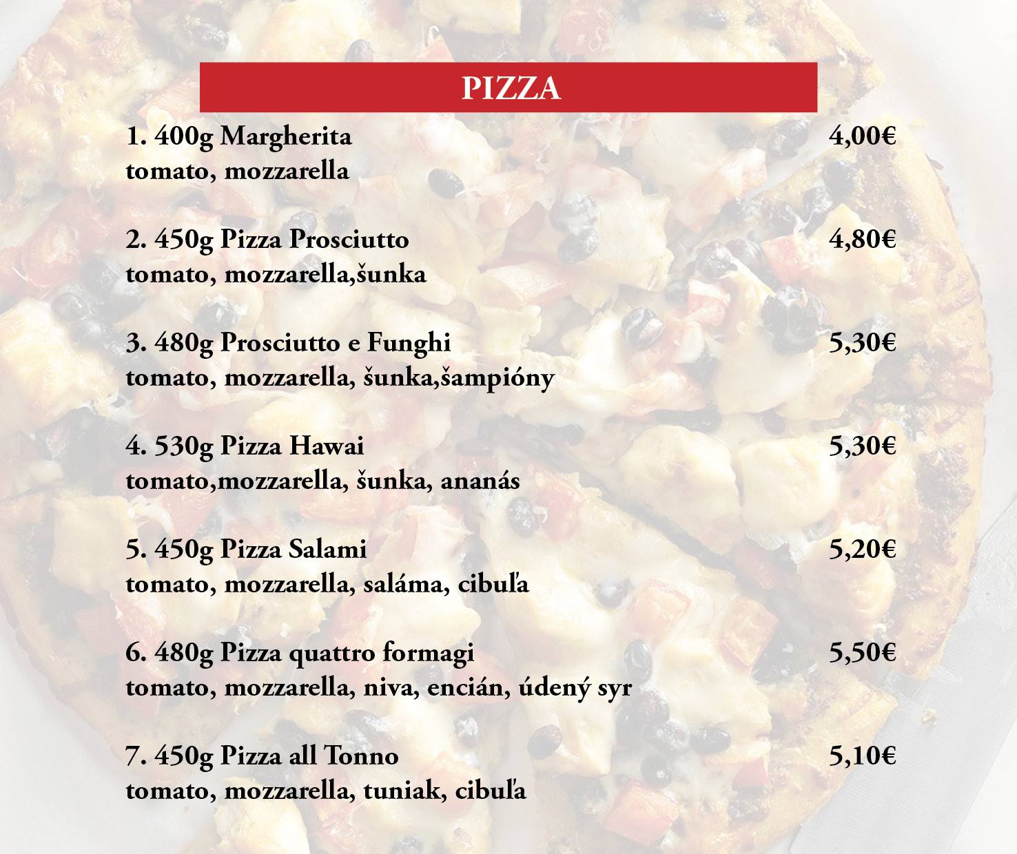 Speisekarte von Reštaurácia Viktória restaurant, Bernolákovo