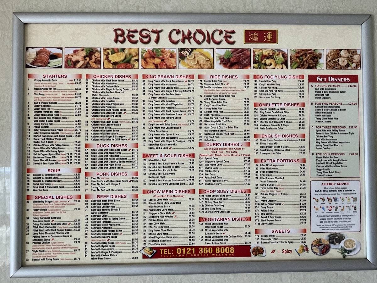 Menu at Best Choice fast food, Birmingham
