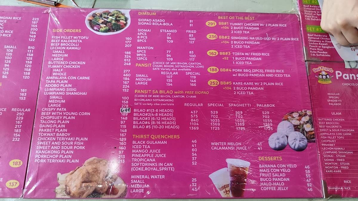 Menu at Best Friends restaurant, Mandaluyong, H2GR+C8P