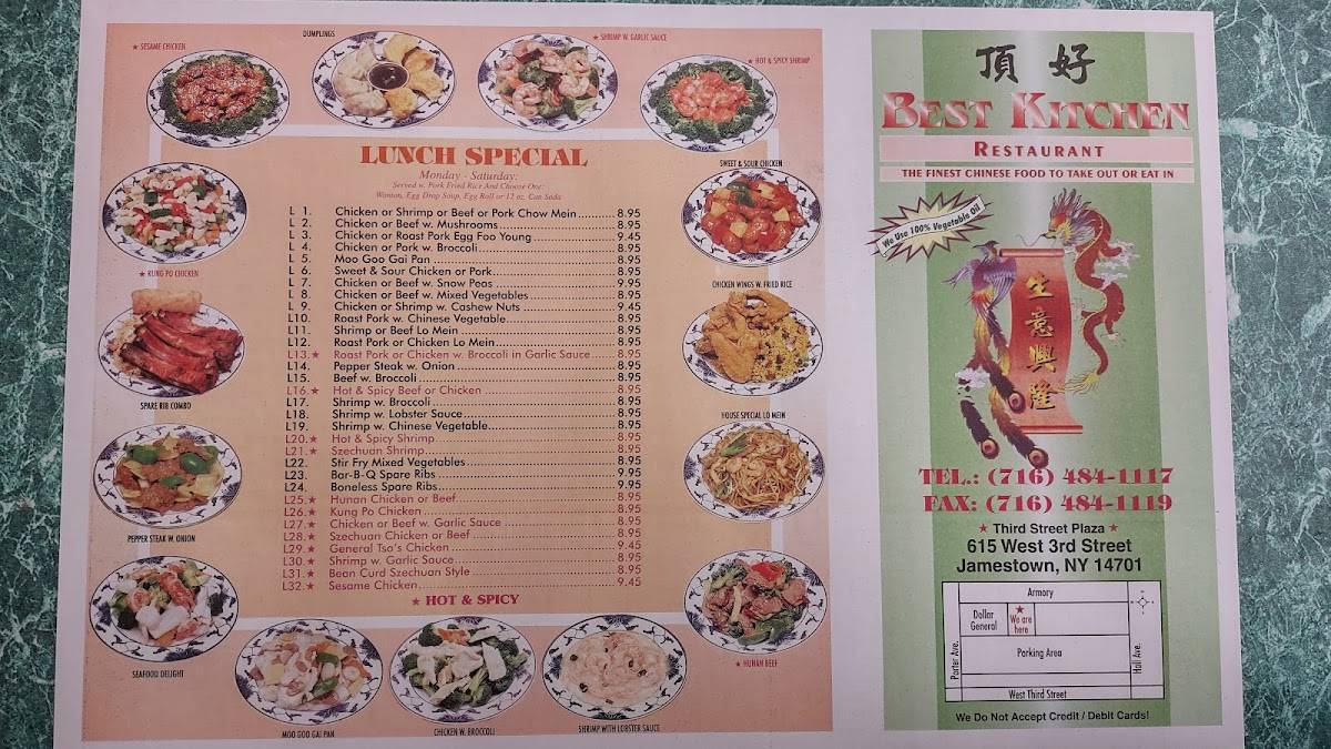 Menu at Best Kitchen restaurant, Jamestown