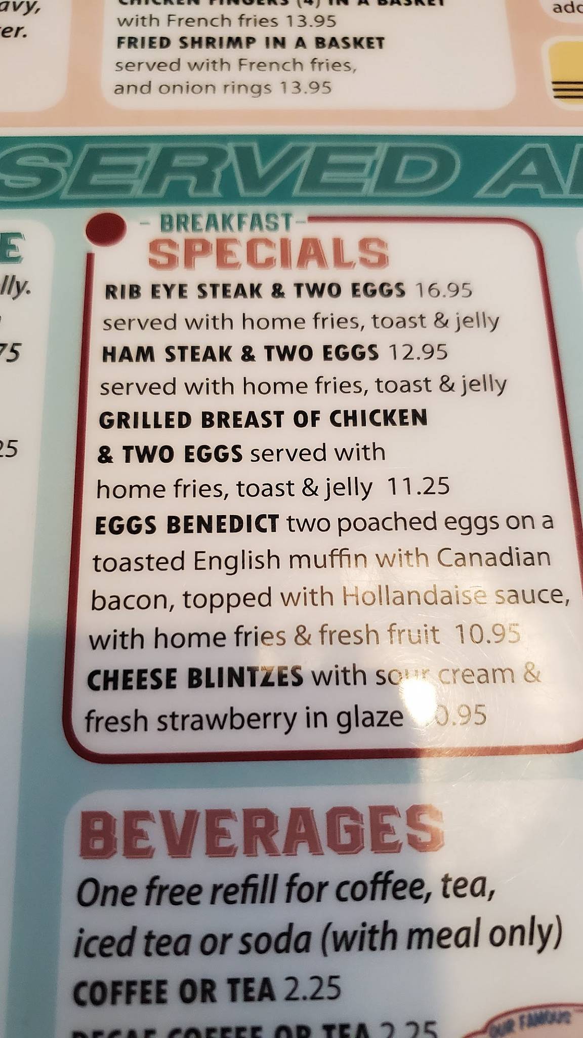Menu at Bethlehem Diner restaurant, Allentown