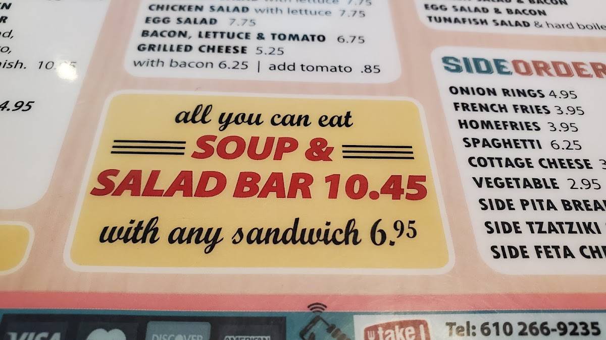 Menu at Bethlehem Diner restaurant, Allentown