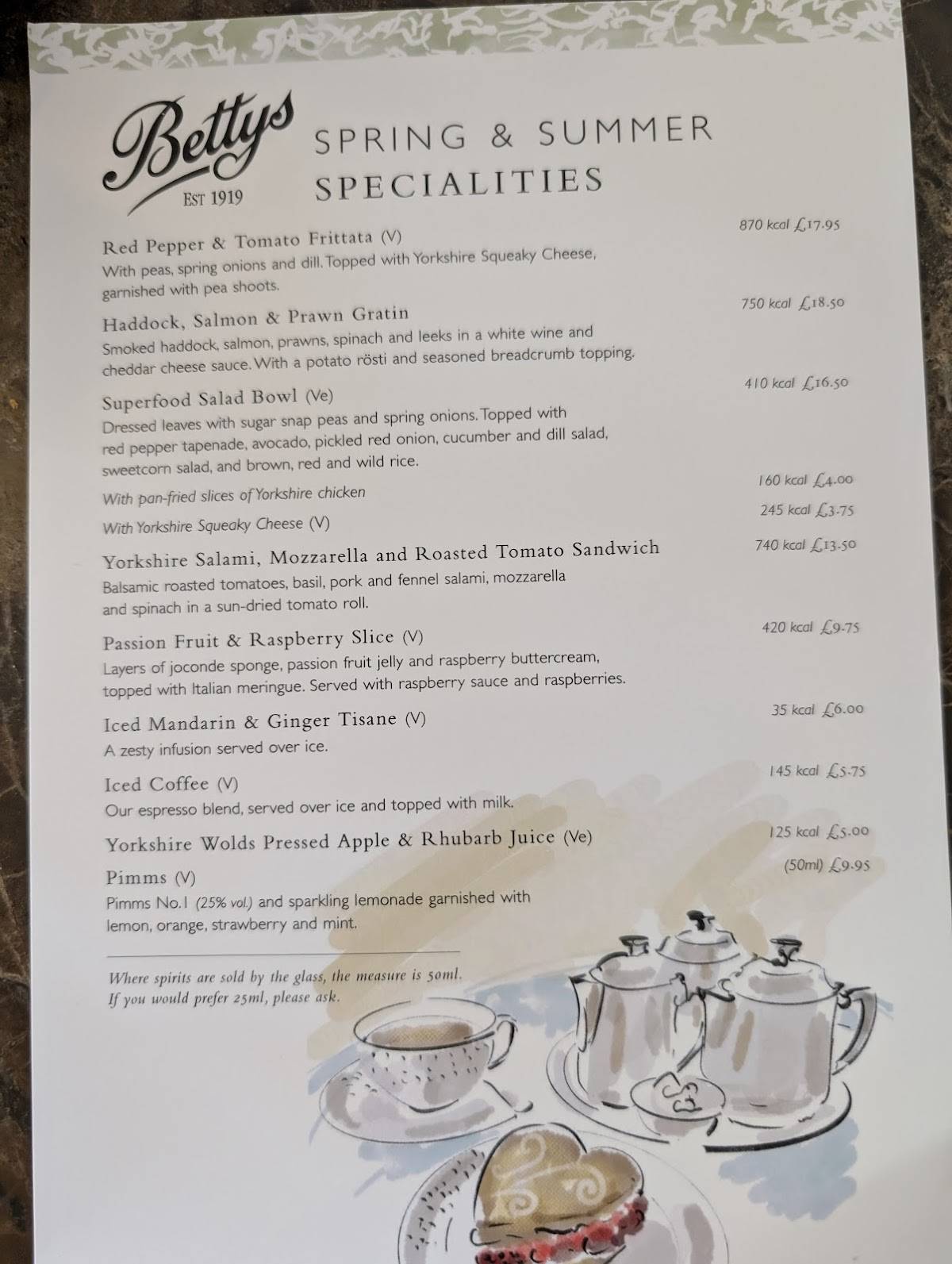 Menu at Bettys Café Tea Rooms cafe, Harrogate