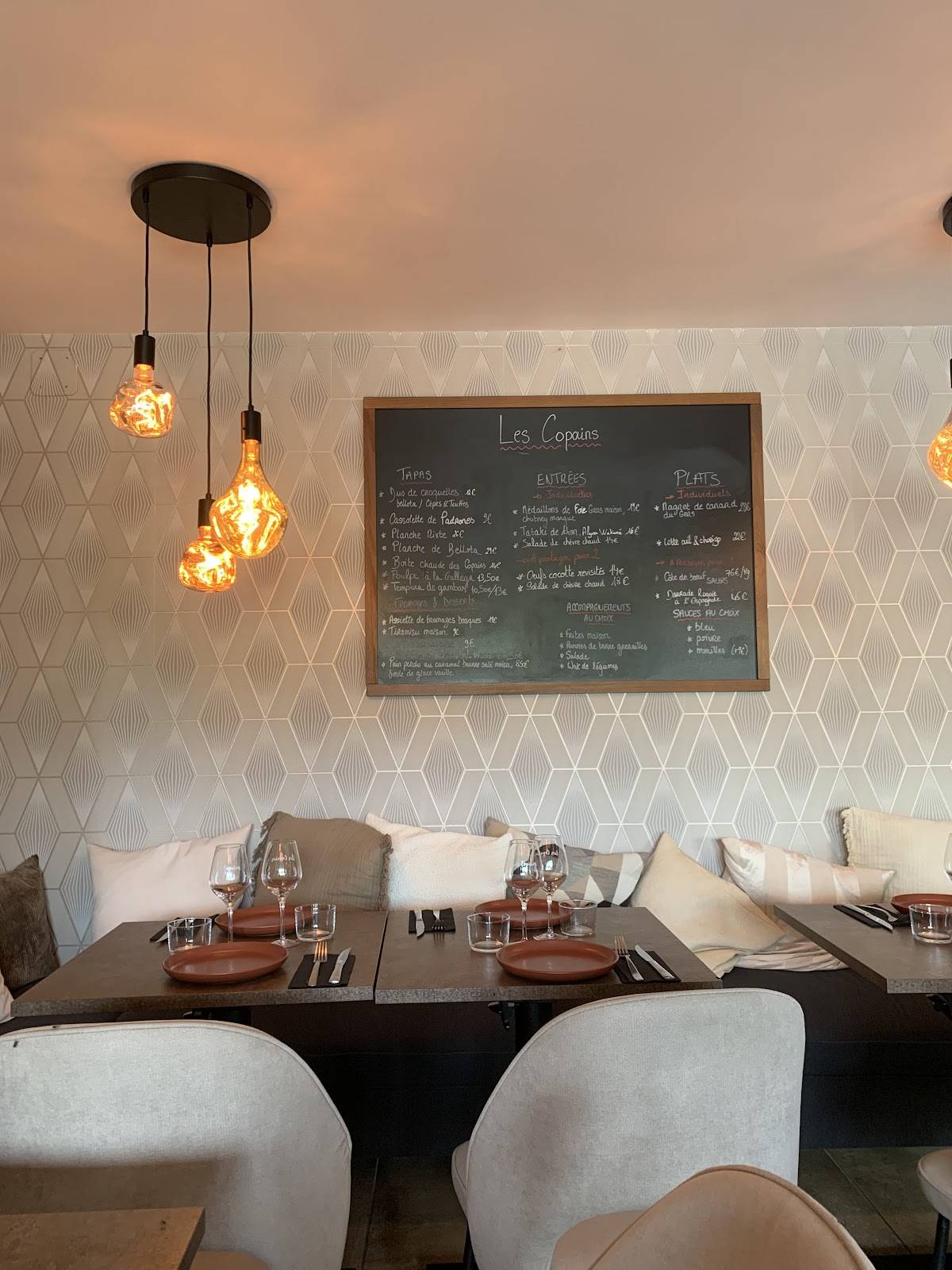 Menu at Les Copains restaurant, Biarritz