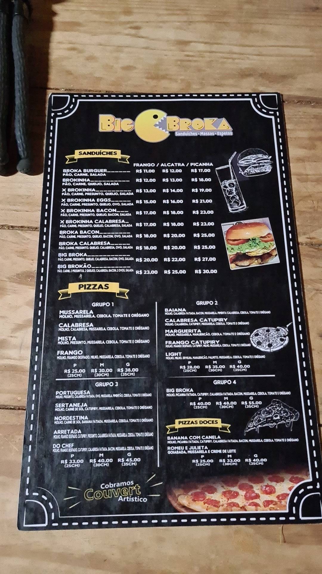 Menu em Big Broka restaurante, Brasil