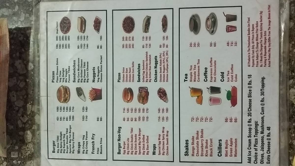 Menu at Big Fat Burger, Kharar