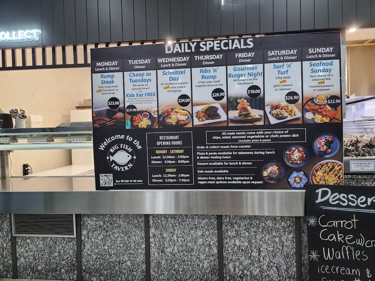 Menu at Big Fish Tavern restaurant, Caboolture