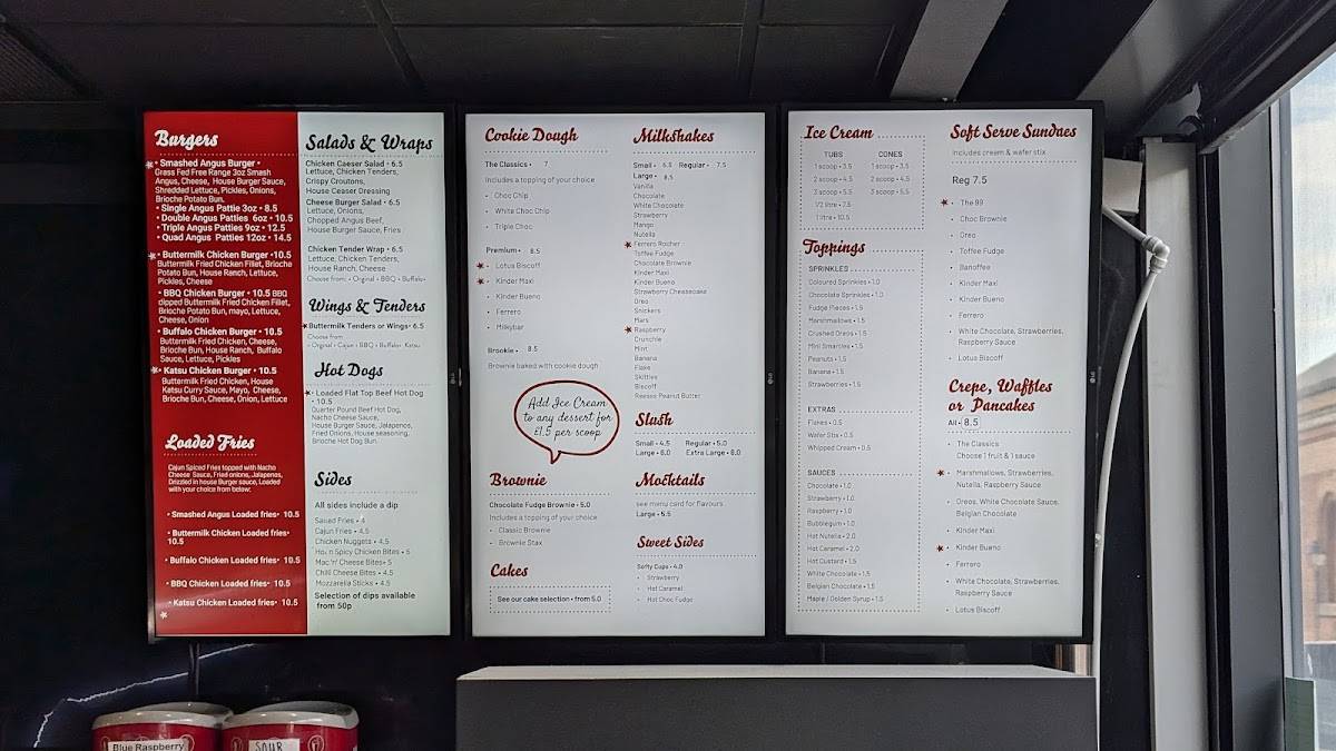 Menu at Big Licks desserts, Manchester