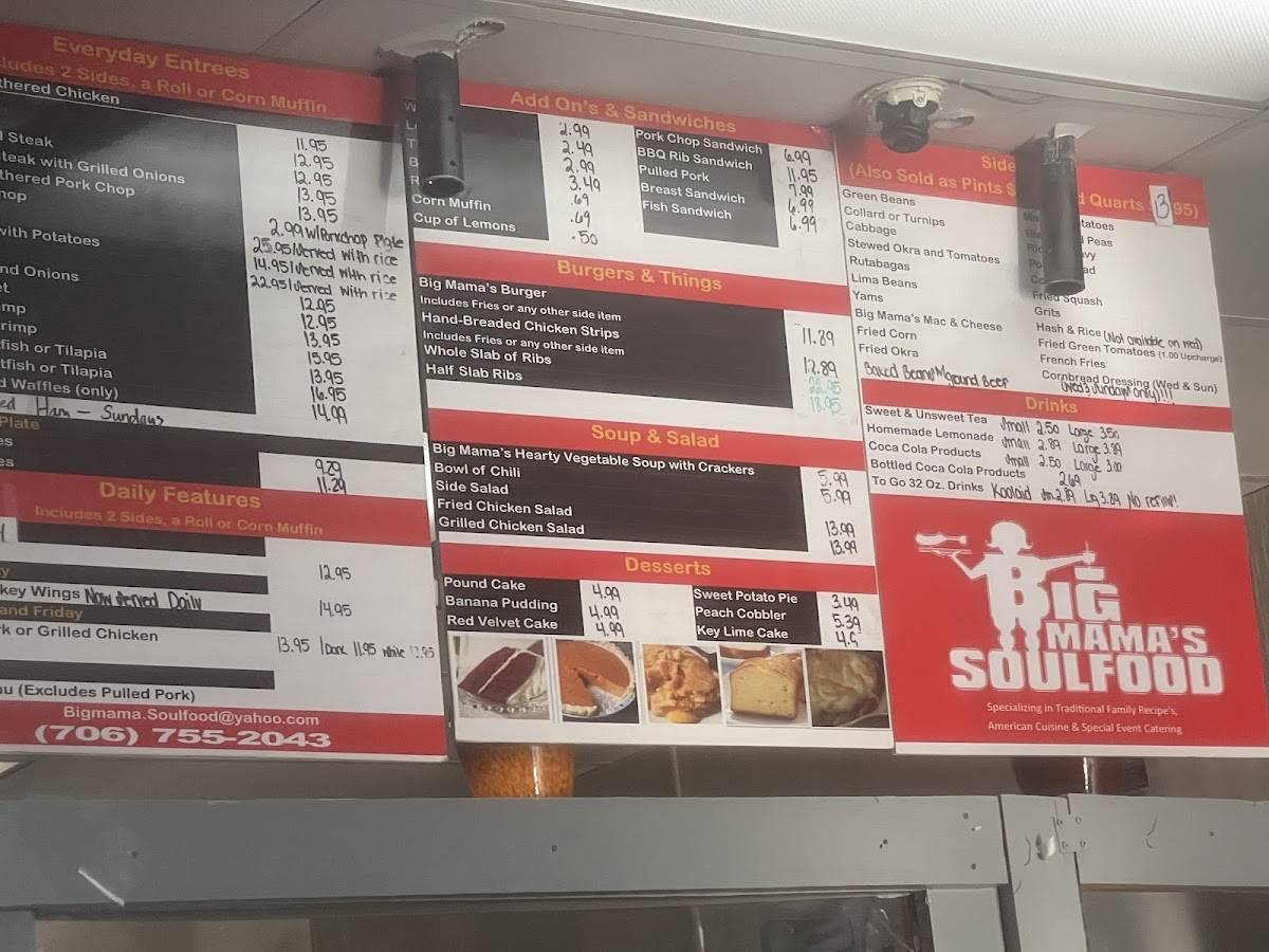 Menu at Big Mama's Soul Food desserts, Augusta, Wrightsboro Rd #30