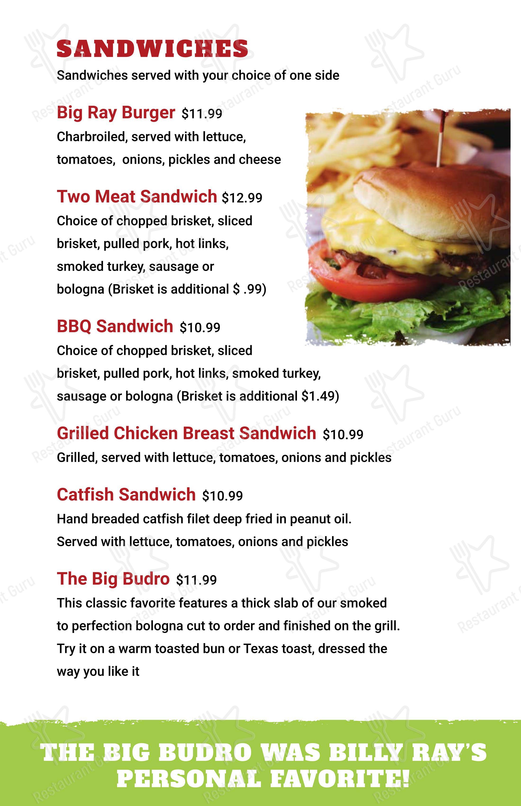 Menu at Billy Ray's Catfish & BBQ - Tulsa, Tulsa, Southwest Blvd