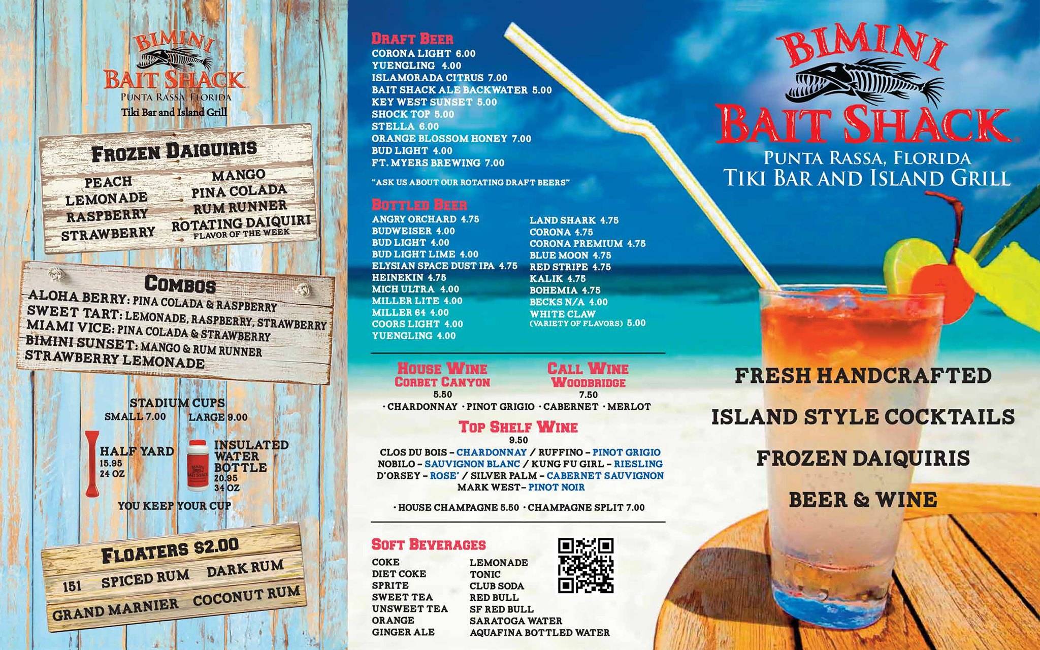 Menu at Bimini Bait Shack pub & bar, Punta Rassa