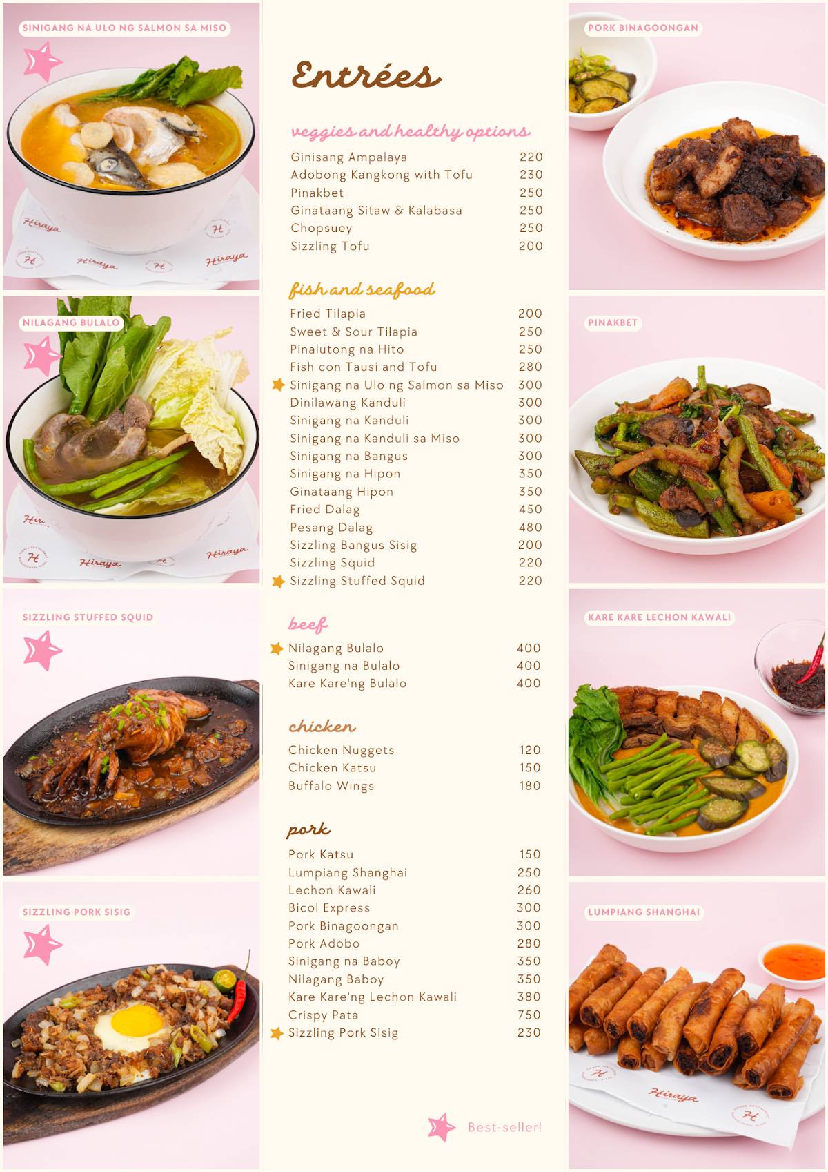 Menu at Hiraya Restaurant, Binangonan