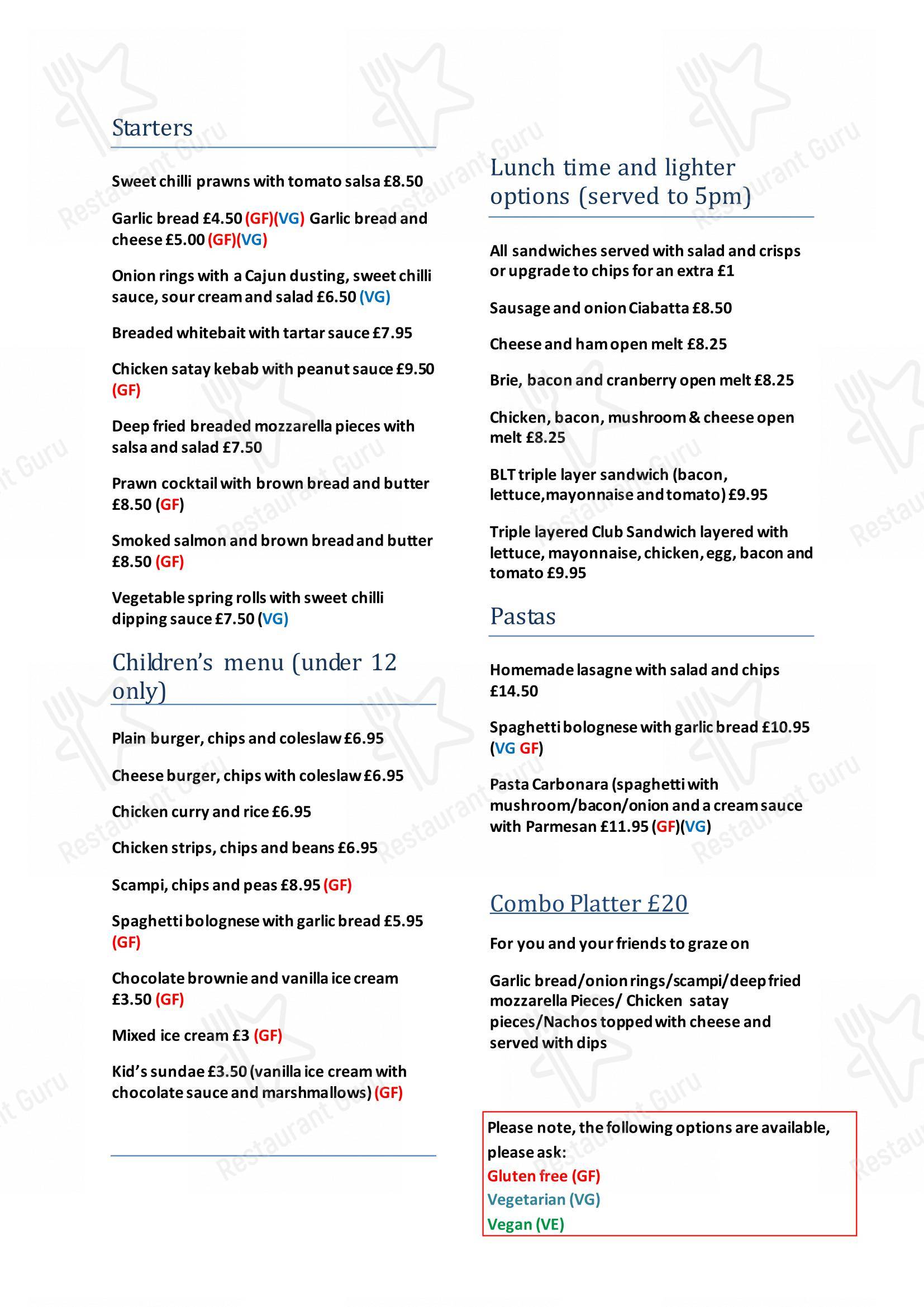 Menu at Bird In Hand pub & bar, Sandhurst