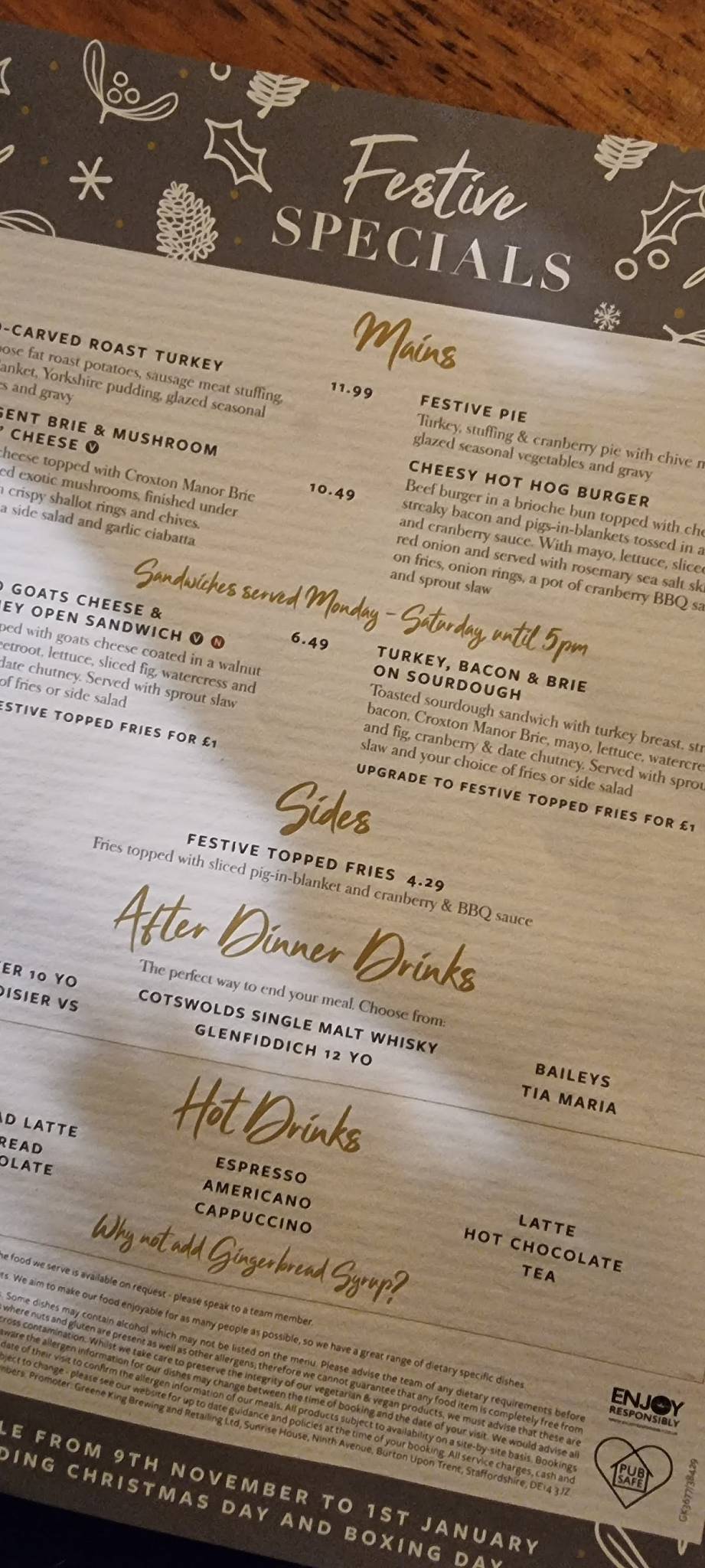 Menu at The Royal George pub & bar, Brockworth