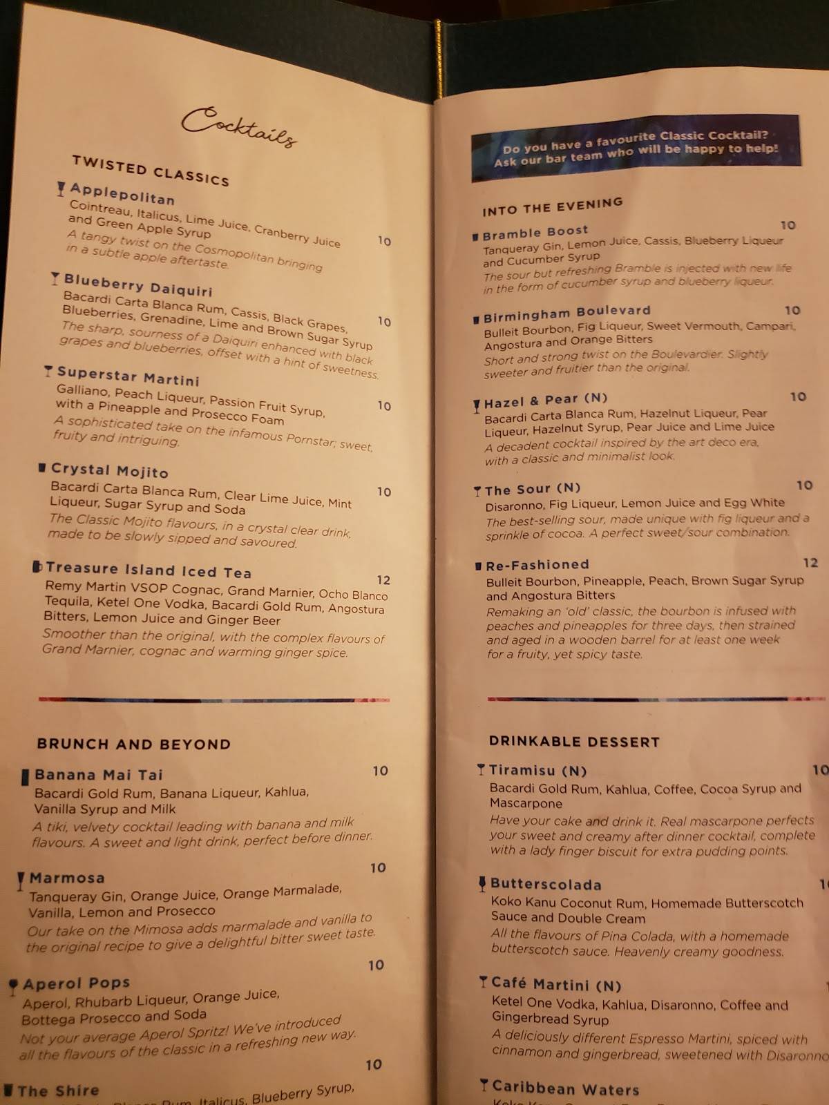 Menu at Sky Bar & Restaurant, Birmingham