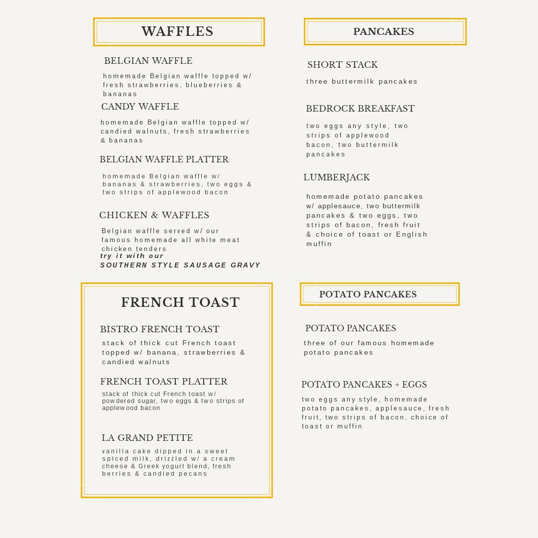 Menu at Bistro Avon Inc. restaurant, Avon-by-the-Sea