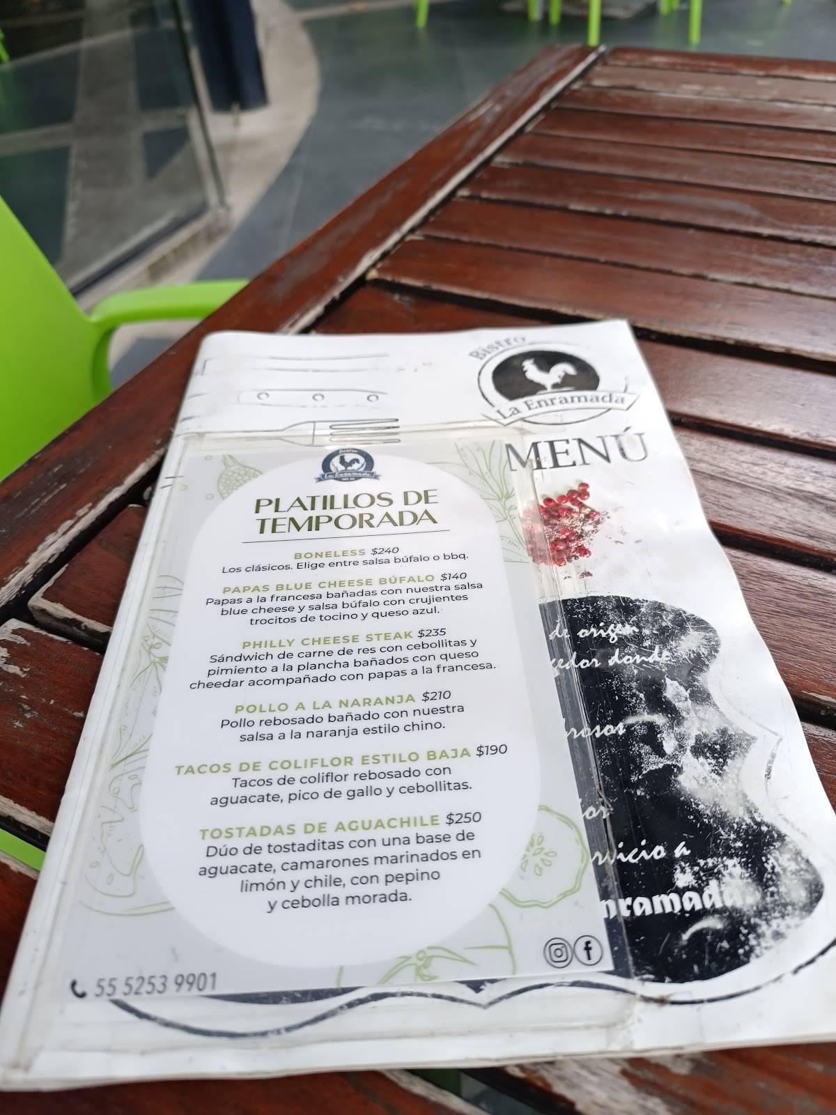 Carta del restaurante Bistro La Enramada, Naucalpan del Juárez