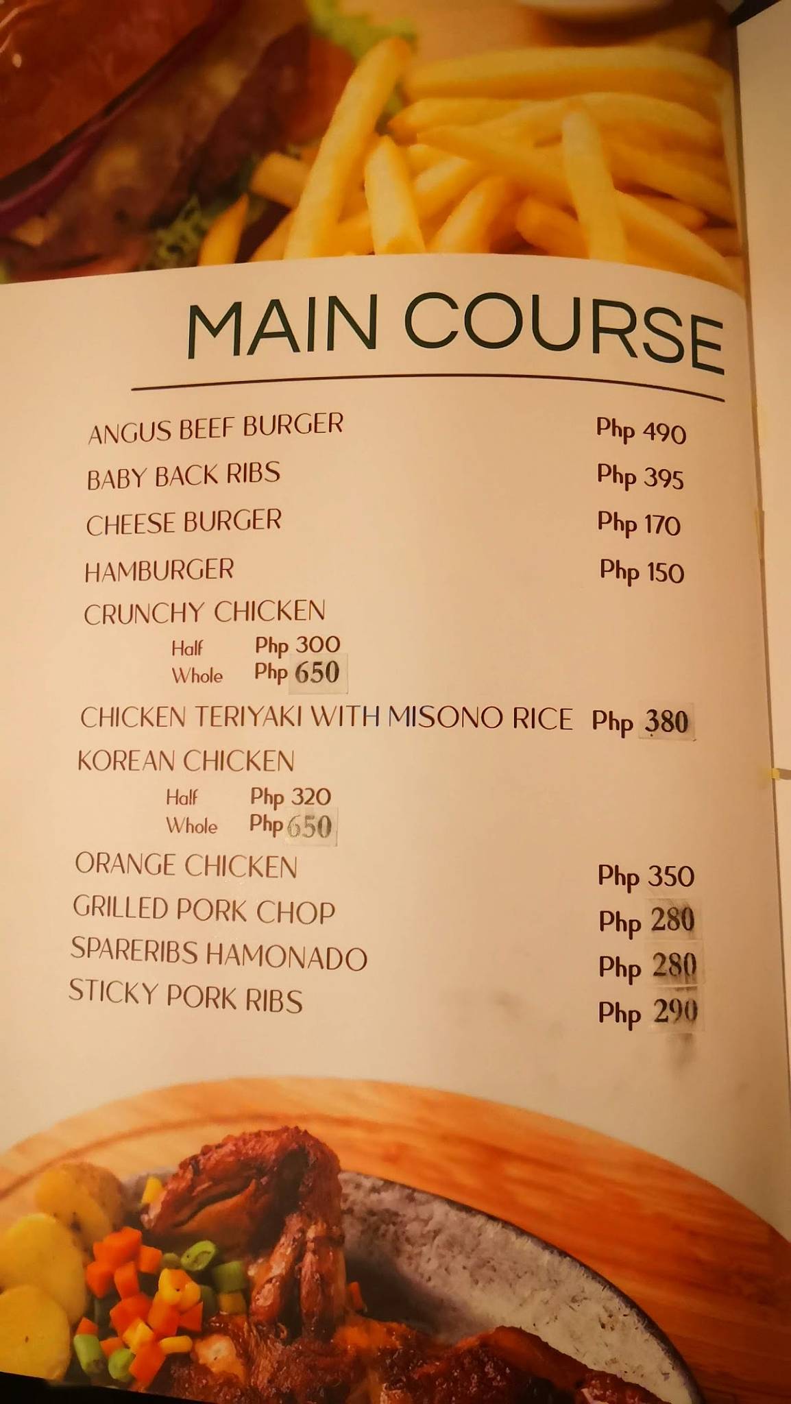 Menu at Bistro Rosario restaurant, Davao City, 247 F. Torres St
