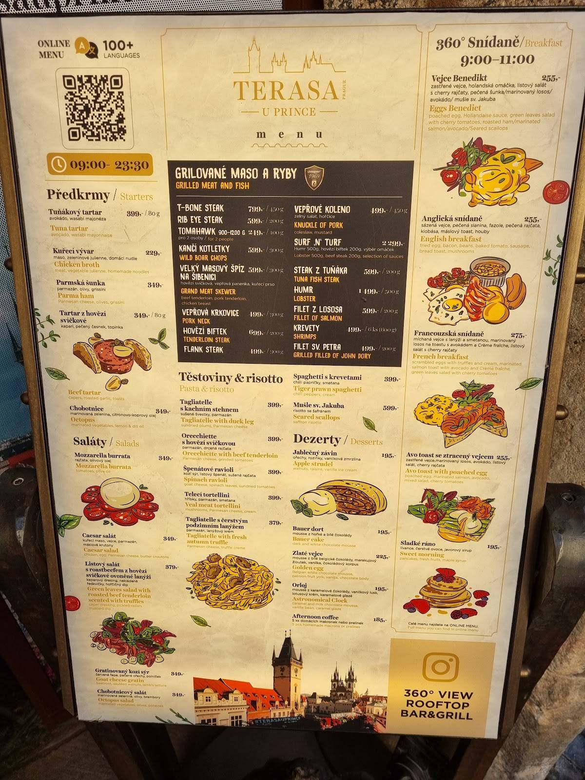 Menu at Black Angel's Bar, Prague
